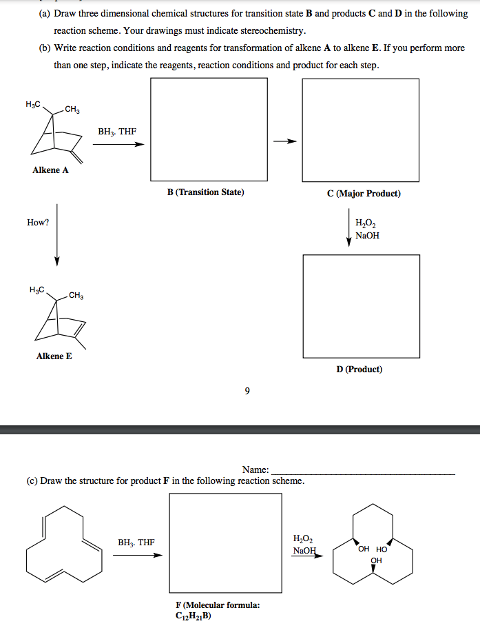 Solved A Draw Three Dimensional Chemical Structures For