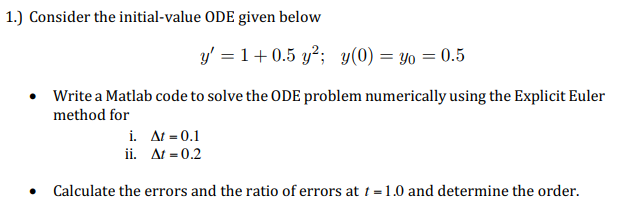 Solved 1.) Consider the initial-value ODE given belovw Write | Chegg.com