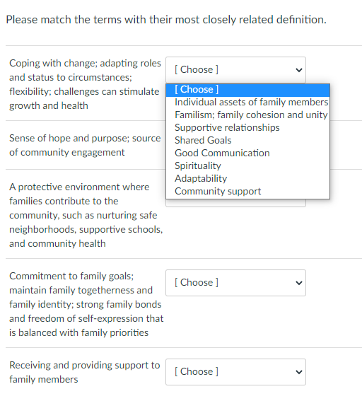Solved Please match the terms with their most closely | Chegg.com