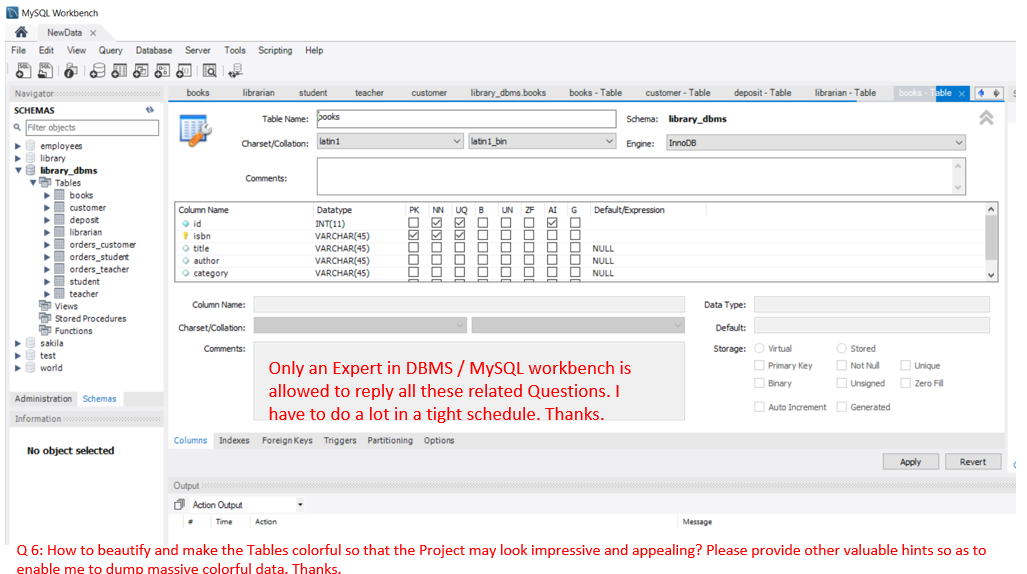 Solved D MySQL Workbench N NewData x File Edit View Query | Chegg.com