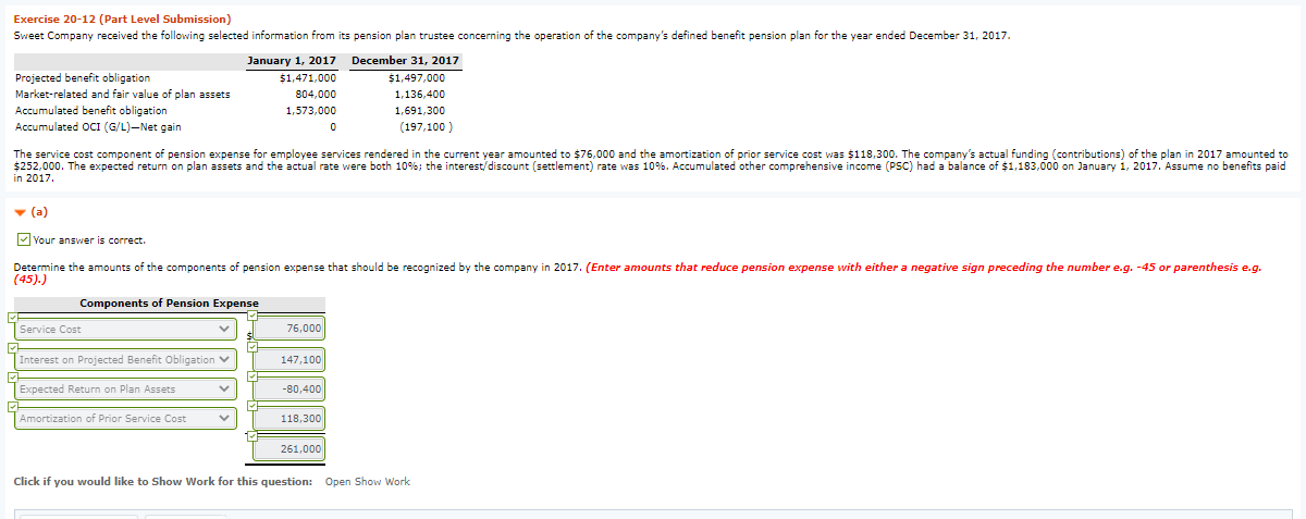 Solved Exercise 20-12 (Part Level Submission) Sweet Company | Chegg.com