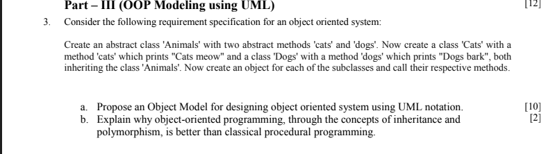 Solved [12] Part - III (OOP Modeling using UML) 3. Consider | Chegg.com