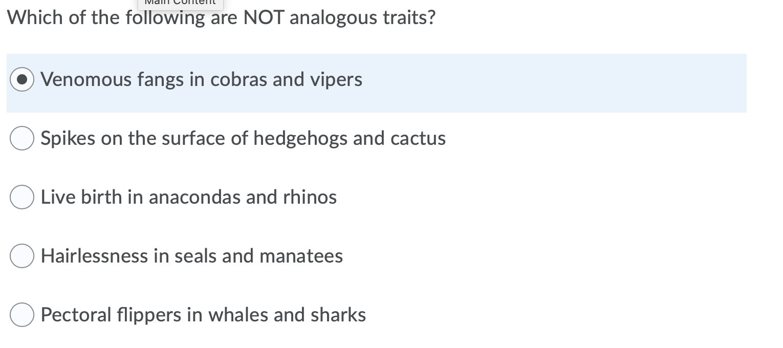 Solved Which of the following are NOT analogous traits? | Chegg.com