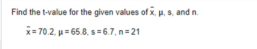 Solved Find the T-value Find the t-value for the given | Chegg.com