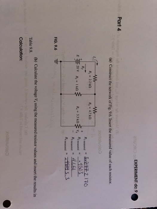 Solved EXPERIMENT dc 9 . Part 4 (a) Construct the network of | Chegg.com