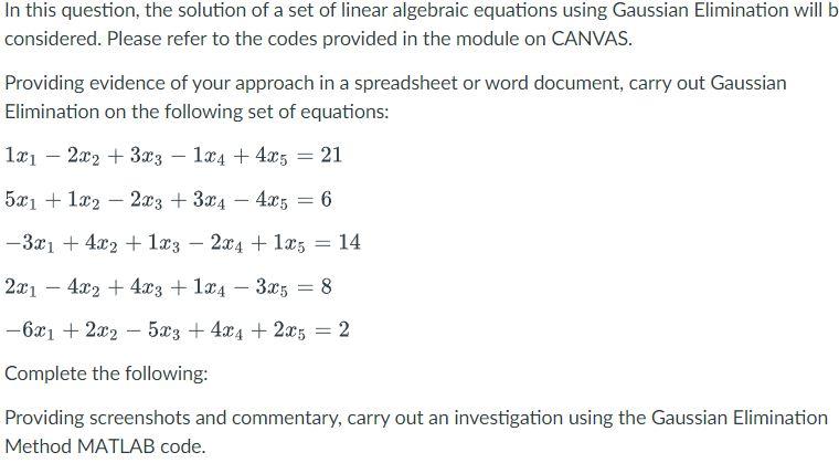 Solved In this question, the solution of a set of linear | Chegg.com
