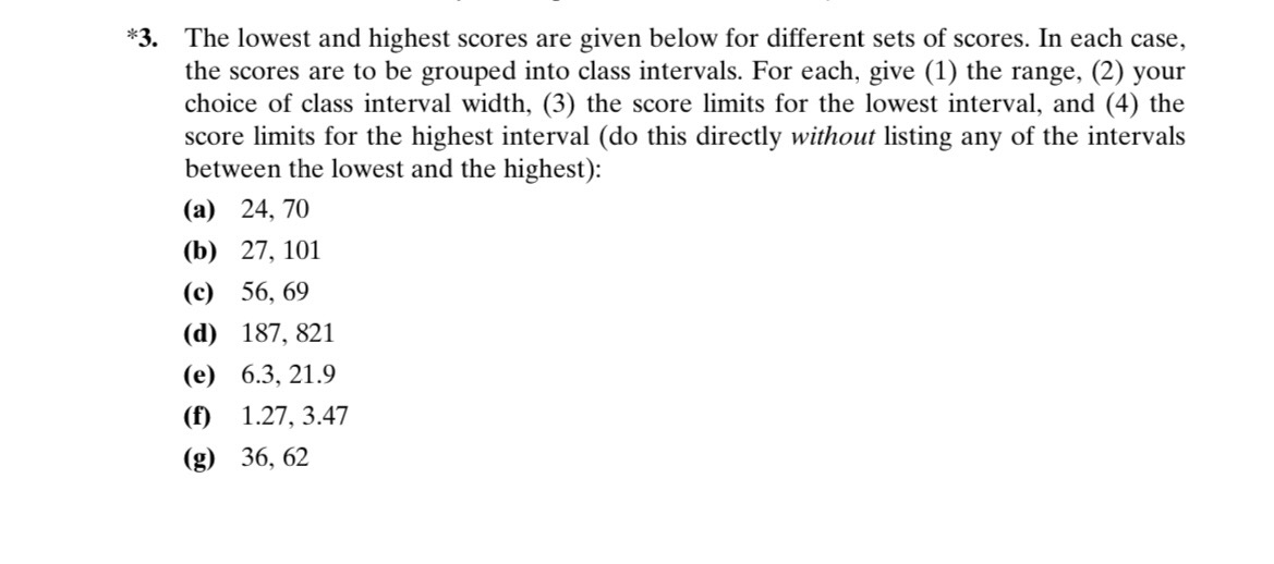 Solved *3. The lowest and highest scores are given below for | Chegg.com