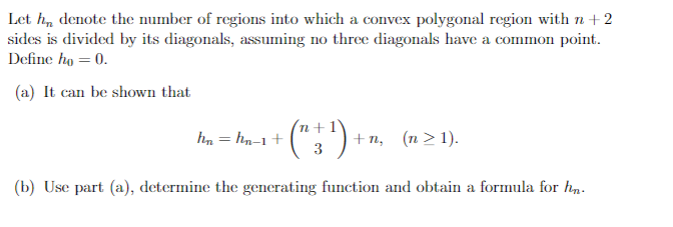 Solved Let hy denote the number of regions into which a | Chegg.com