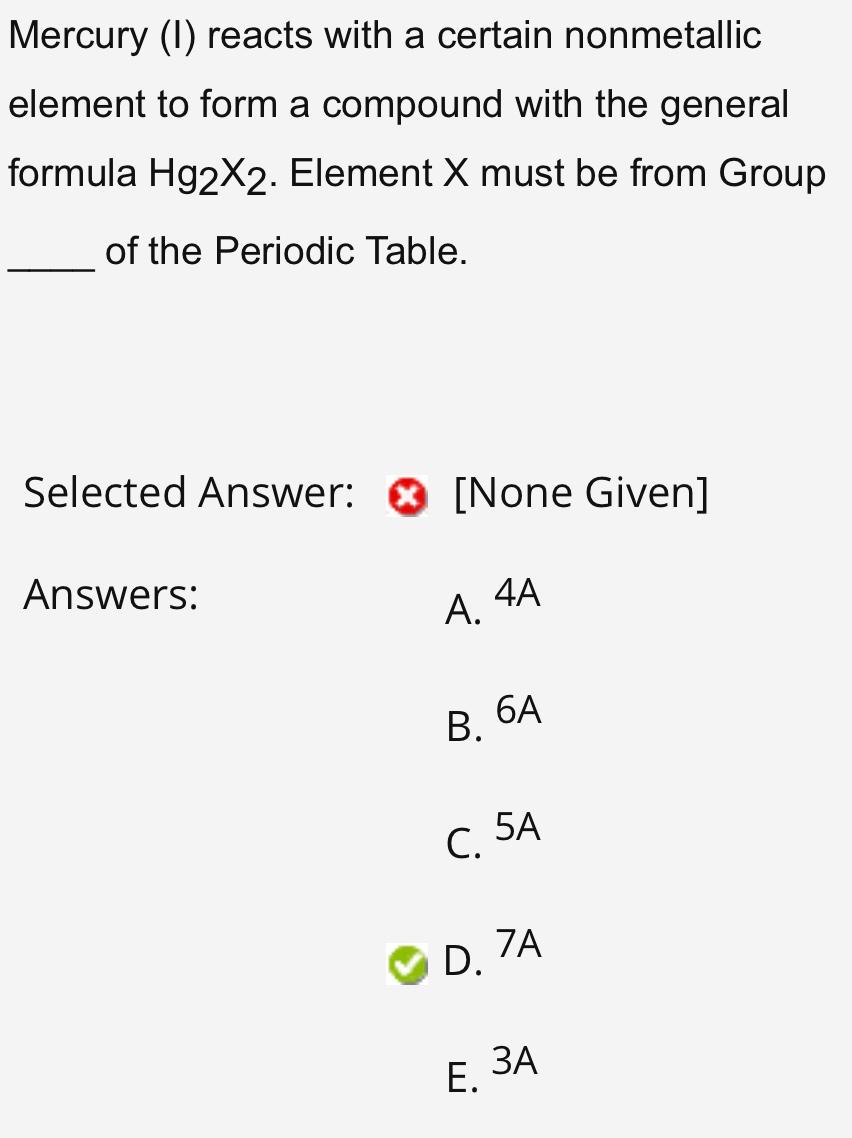 Solved Mercury (1) reacts with a certain nonmetallic element | Chegg.com