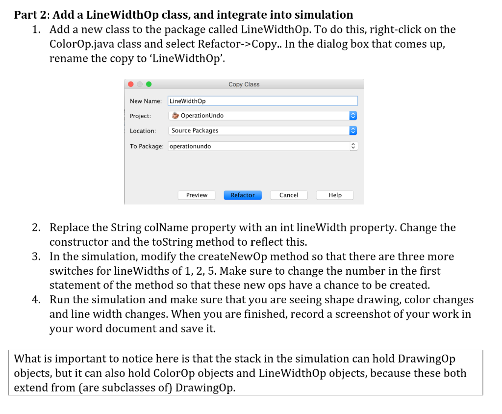 Part 2: Add a LineWidthOp class, and integrate into | Chegg.com