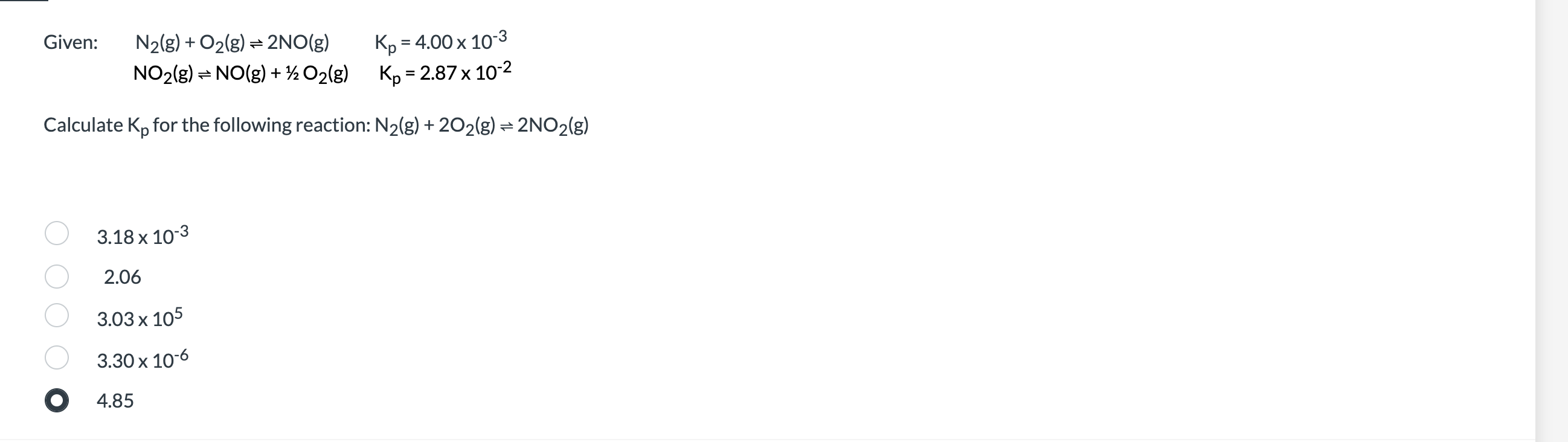 Solved Given: N2( g)+O2( g)⇌2NO(g)NO2( g)⇌NO(g)+21O2( | Chegg.com