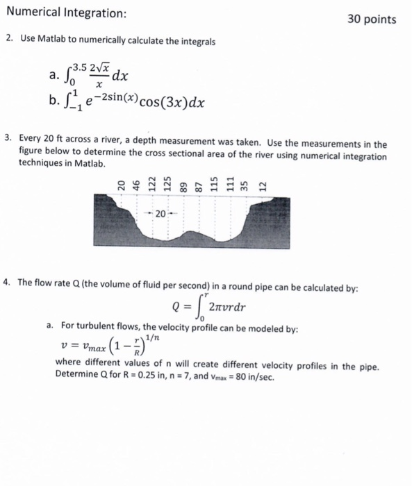 Solved Numerical Integration 30 Points Use Matlab To 