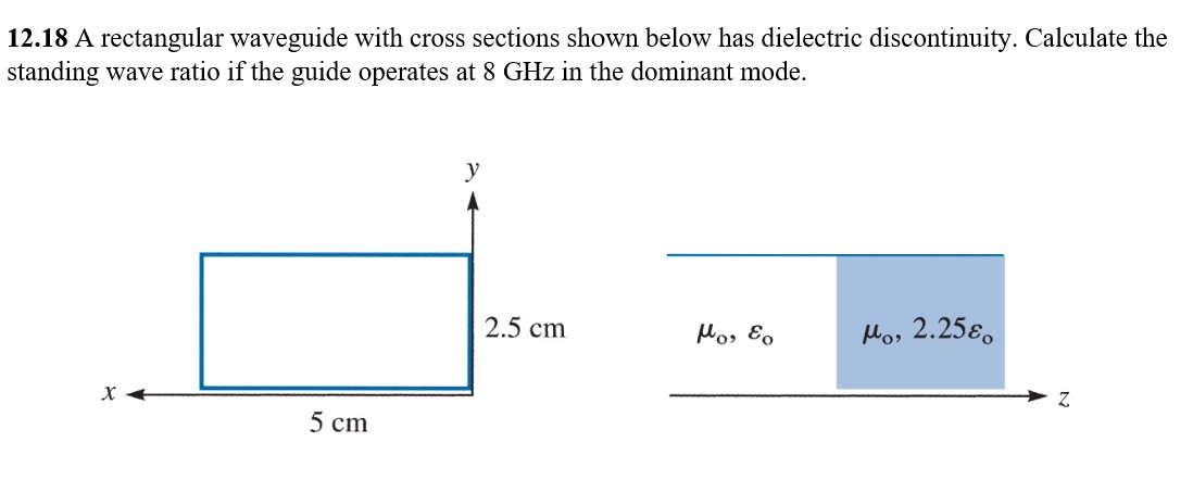 Solved 12.18 A rectangular waveguide with cross sections | Chegg.com