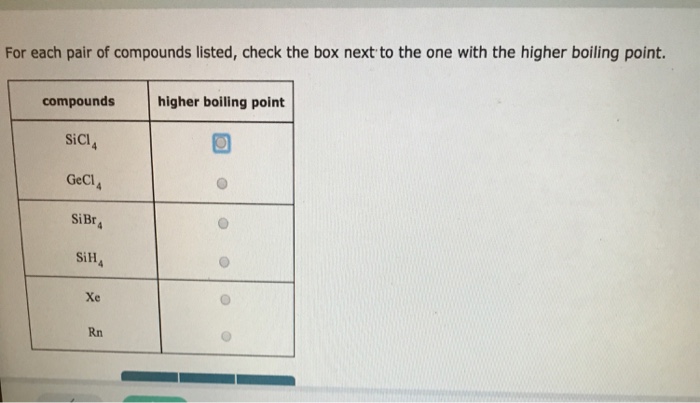 Solved For each pair of compounds listed, check the box next | Chegg.com