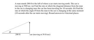 Solved A itan stasks 200 it to the lefl ef where a car itant | Chegg.com