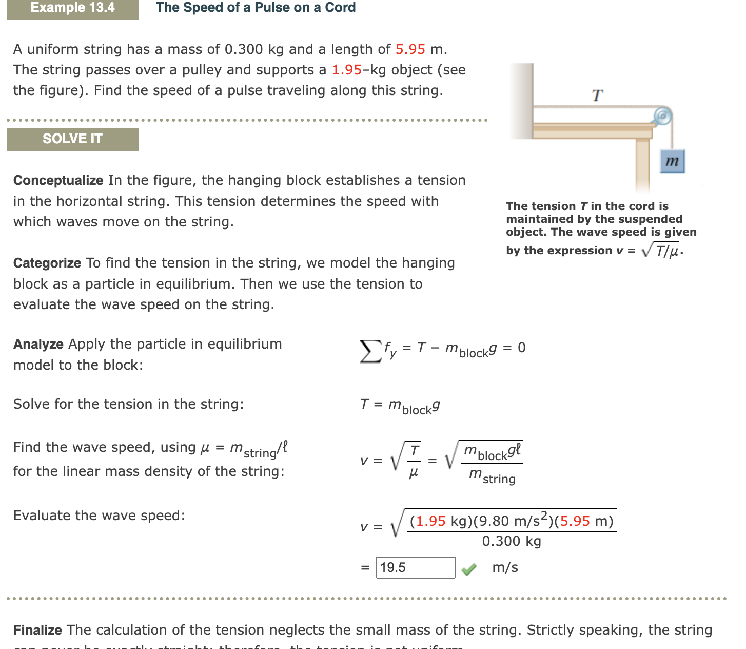 Solved The Speed of a Pulse on a Cord A uniform string has a | Chegg.com