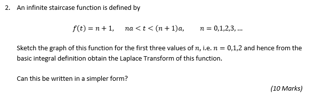2. An infinite staircase function is defined by | Chegg.com
