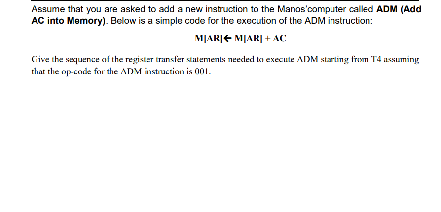 Solved Assume that you are asked to add a new instruction to | Chegg.com