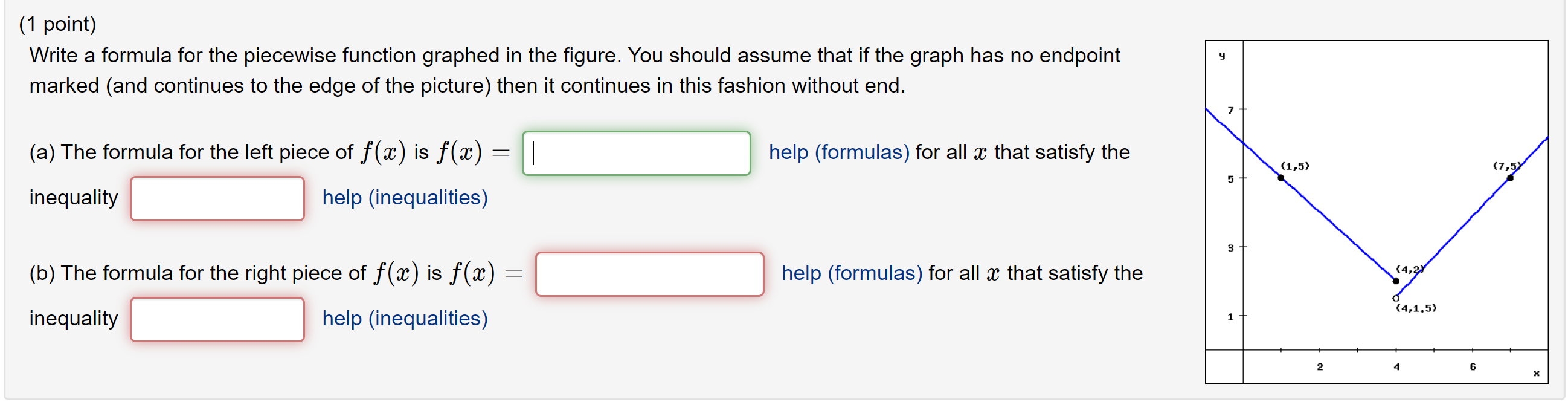 Solved (1 point) Write a formula for the piecewise function | Chegg.com