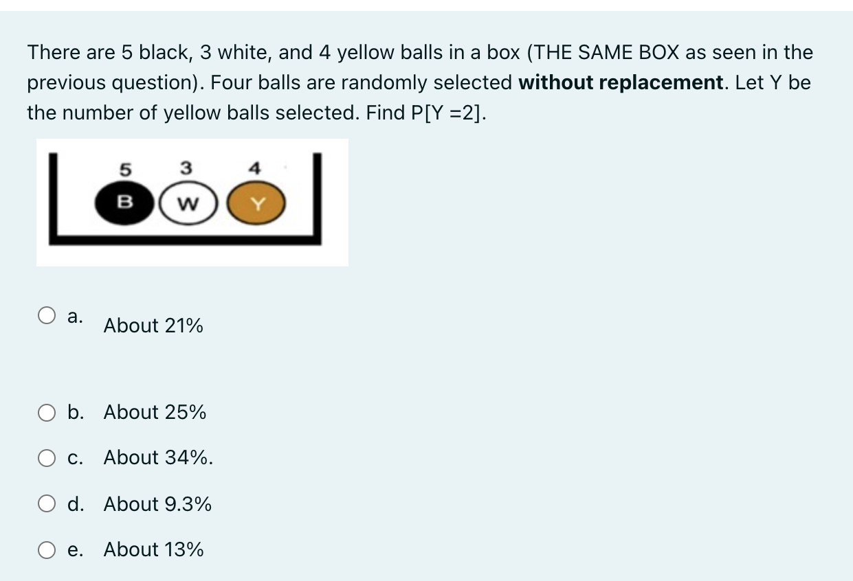 Solved There are 5 black, 3 white, and 4 yellow balls in a | Chegg.com