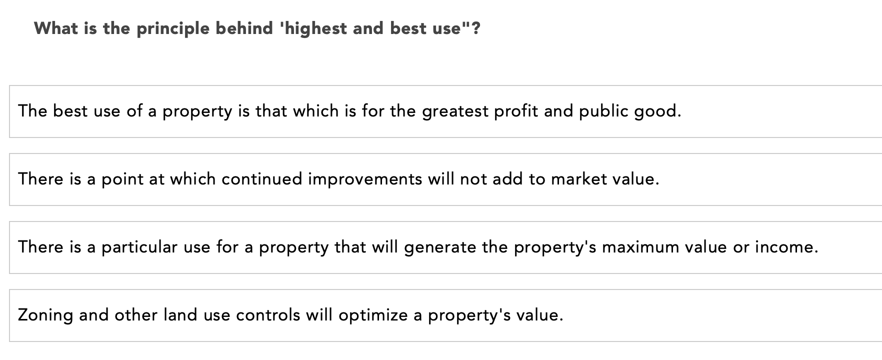 Solved What is the principle behind 'highest and best use"? | Chegg.com