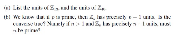 Solved code class="asciimath">(a) ﻿List the units of Z_(13), | Chegg.com