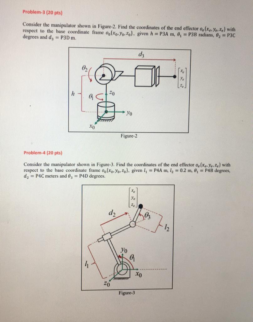 Problem-3 (20 pts) Consider the manipulator shown in | Chegg.com