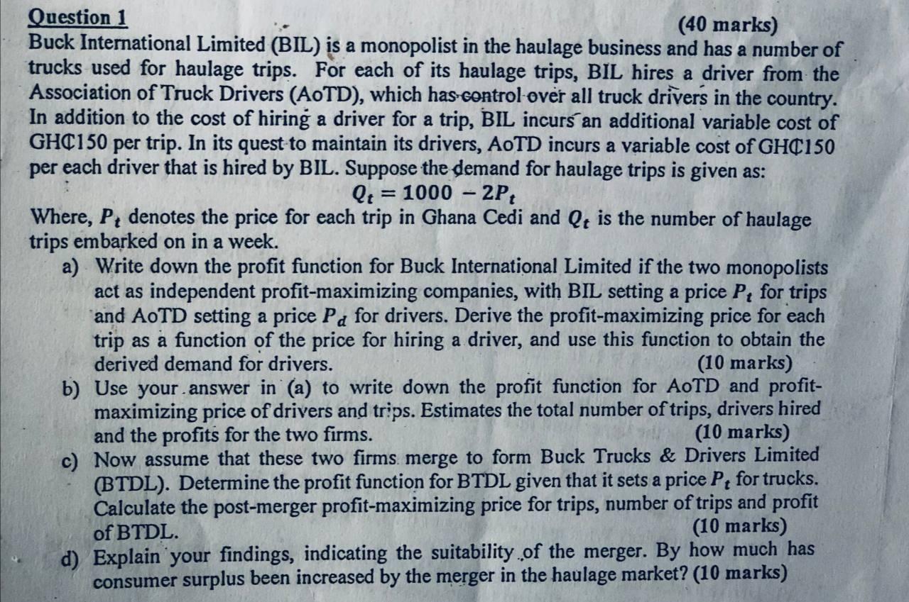 Solved Question 1 (40 marks) Buck International Limited | Chegg.com