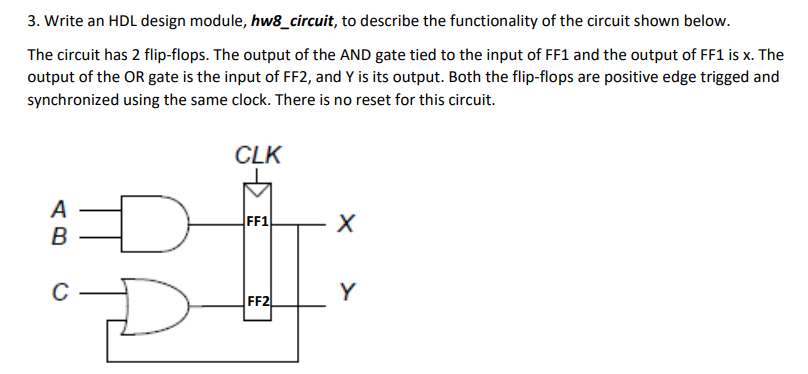 Solved 3. Write an HDL design module, hw8_circuit, to | Chegg.com
