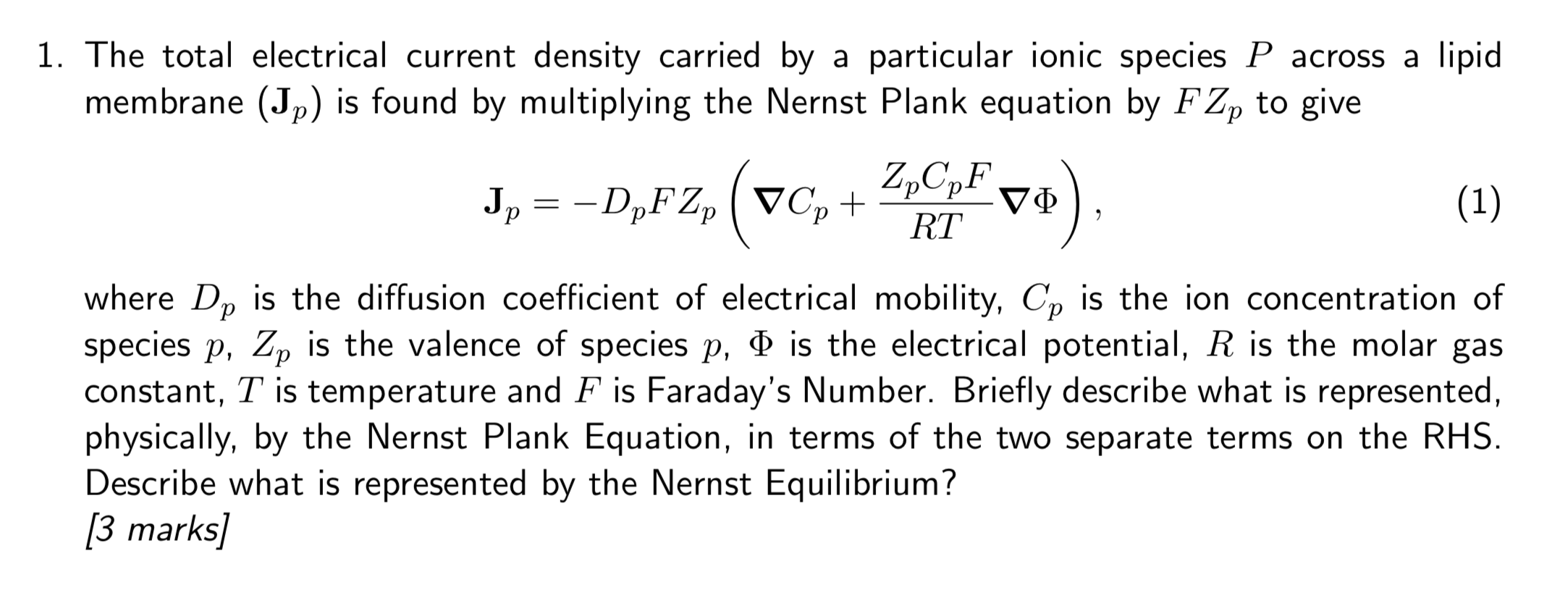 1. The total electrical current density carried by a | Chegg.com