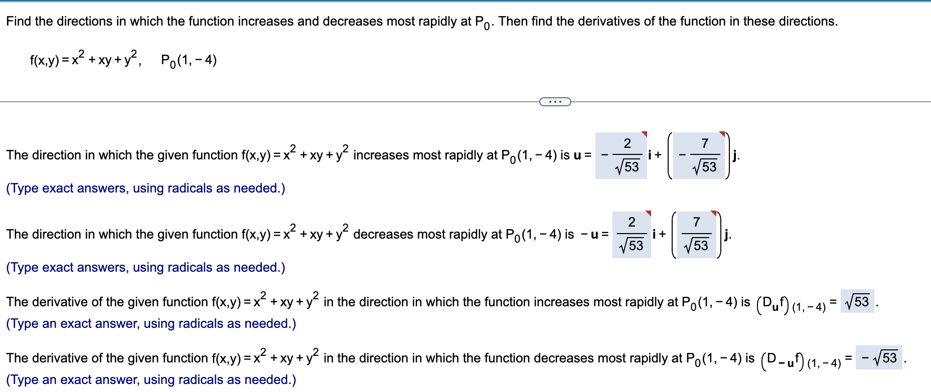 Solved Find the directions in which the function increases | Chegg.com