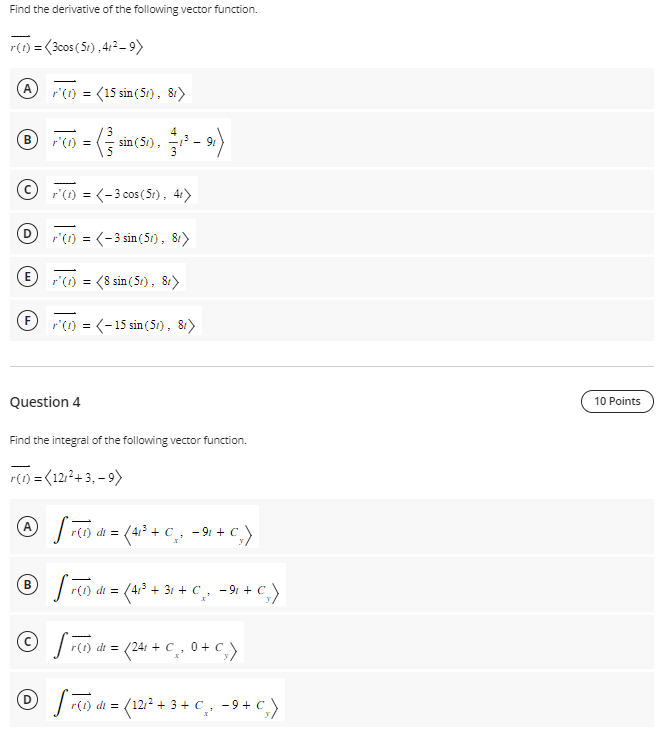 Solved Find the derivative of the following vector function. | Chegg.com