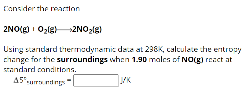 Solved Consider the reaction 2NO(g)+O2( g) 2NO2( g) Using | Chegg.com
