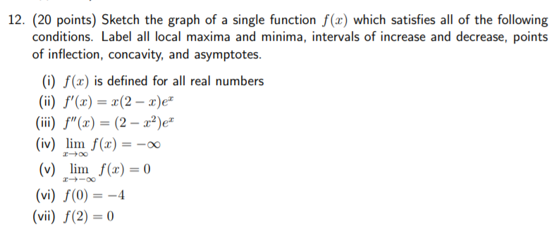Solved 12. (20 points) Sketch the graph of a single function | Chegg.com