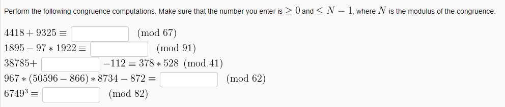 Solved Perform the following congruence computations. Make | Chegg.com