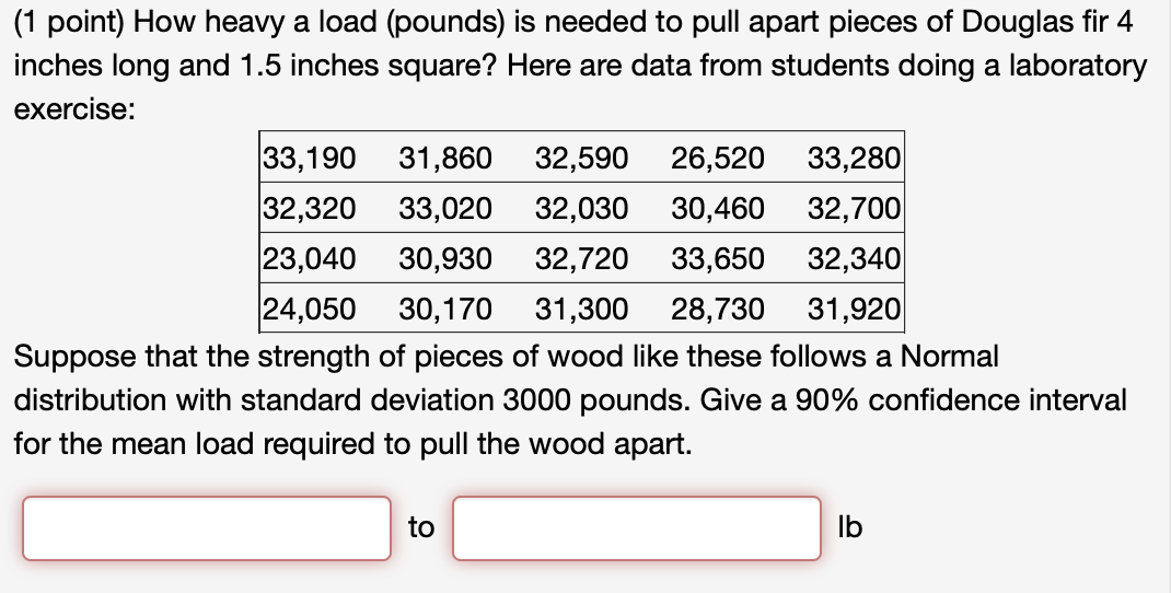 Solved (1 point) How heavy a load (pounds) is needed to pull | Chegg.com