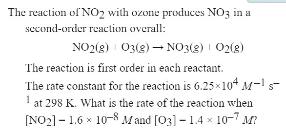 Solved The reaction of NO2 with ozone produces NO3 in a | Chegg.com