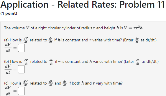 Solved Application - Related Rates: Problem 7 (1 point) A | Chegg.com