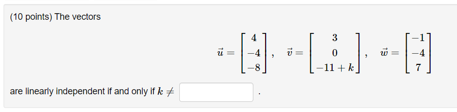 Solved (10 points) The vectors | Chegg.com
