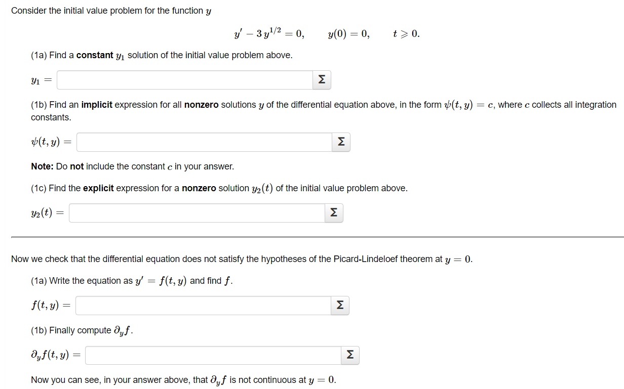 Solved Consider the initial value problem for the function y | Chegg.com