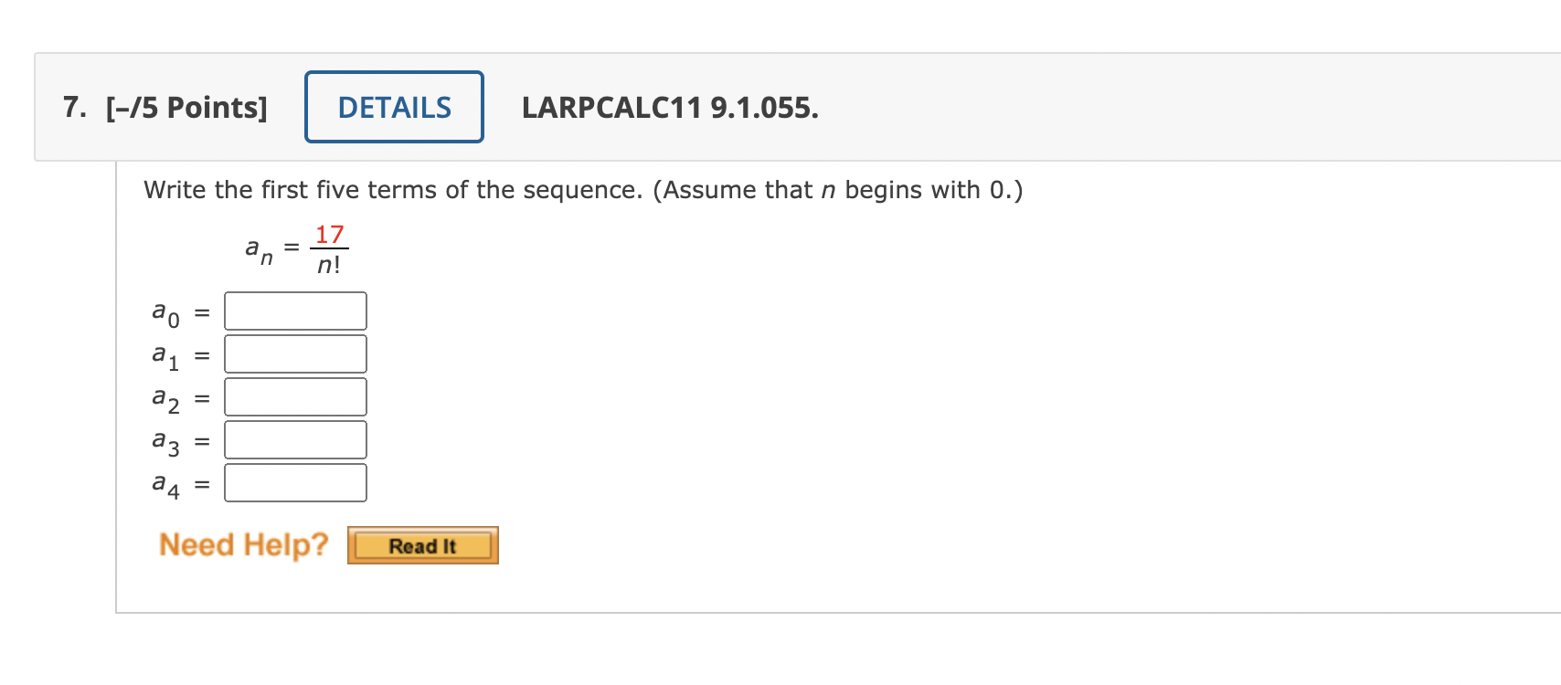 Solved Write the first five terms of the sequence defined | Chegg.com