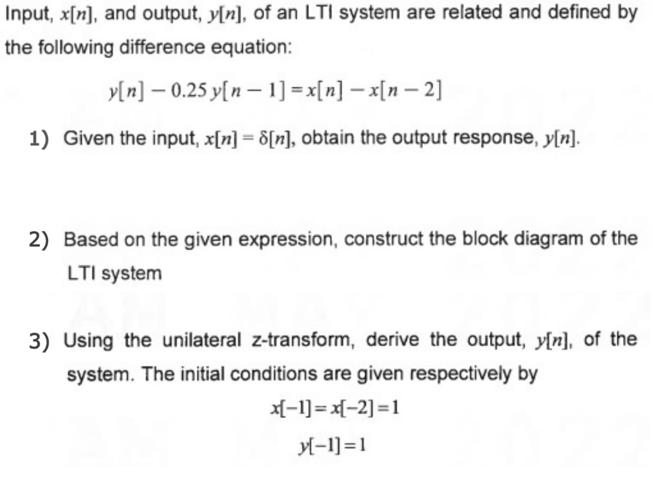 Solved Input, x[n], and output, y[n], of an LTI system are | Chegg.com
