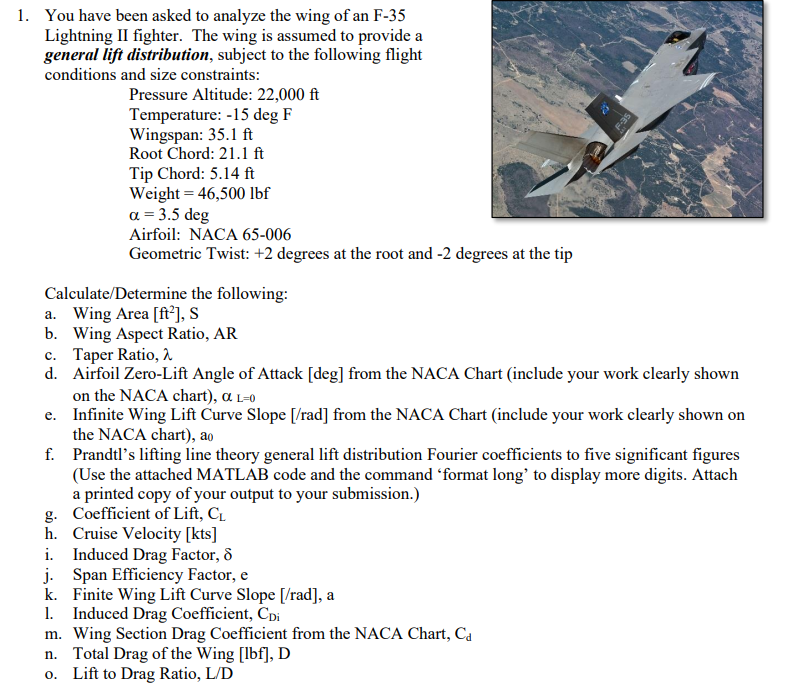 F35 1. You have been asked to analyze the wing of an | Chegg.com