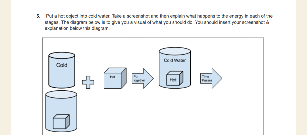 Solved 5. ﻿Put a hot object into cold water. Take a | Chegg.com