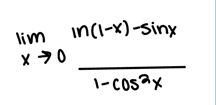 Solved limx→0ln(1-x)-sinx1-cos2x | Chegg.com