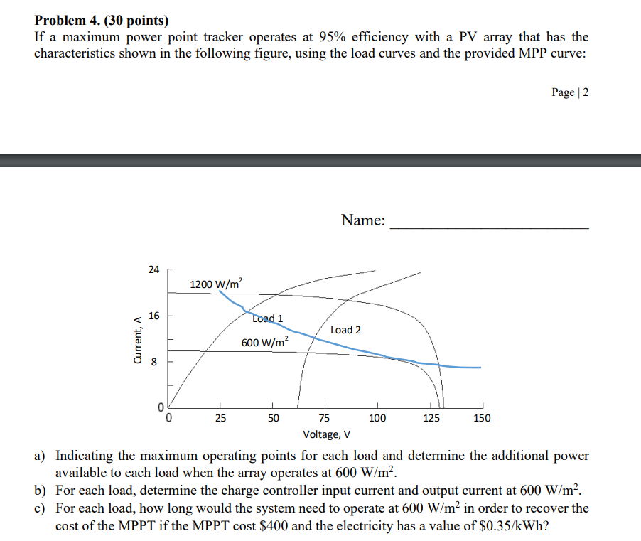 Solved Problem 4. (30 points) If a maximum power point | Chegg.com