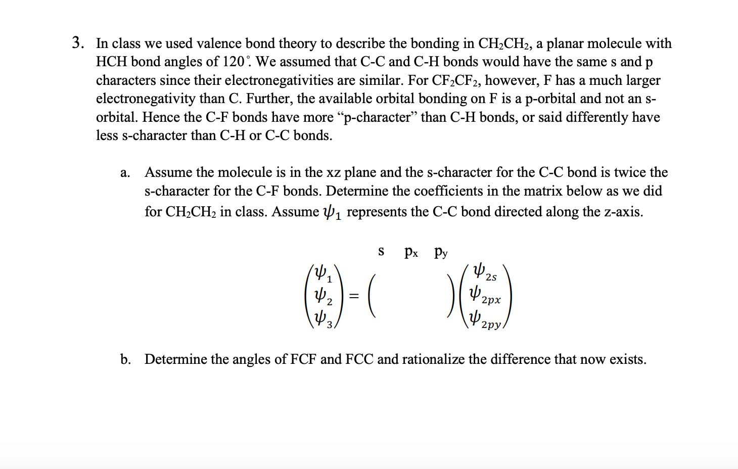Solved In class we used valence bond theory to describe the | Chegg.com