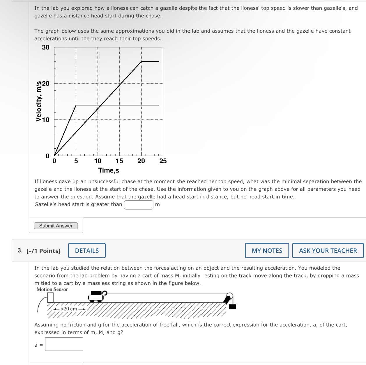 Solved In the lab you explored how a lioness can catch a | Chegg.com