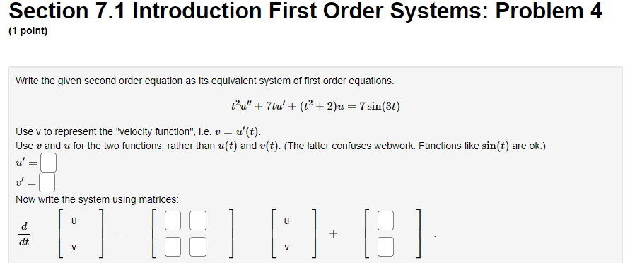Solved Section 7 1 Introduction First Order Systems Problem