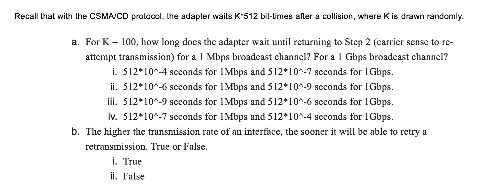 Solved Recall that with the CSMA/CD protocol, the adapter | Chegg.com